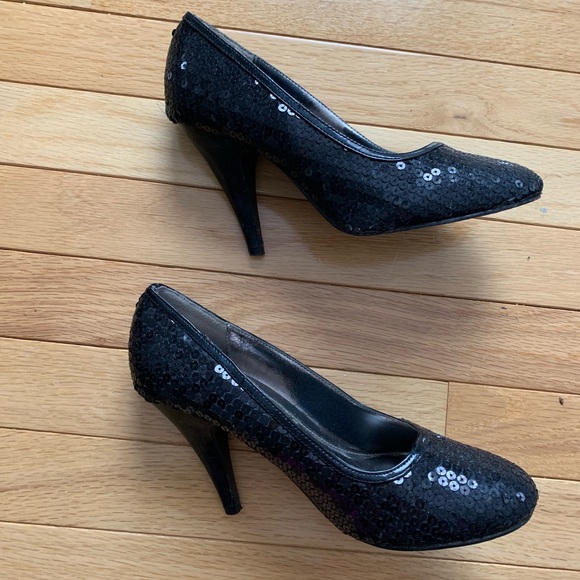 Unlisted | Shoes | Unlisted Black Sequin Pump Heel | Poshmark